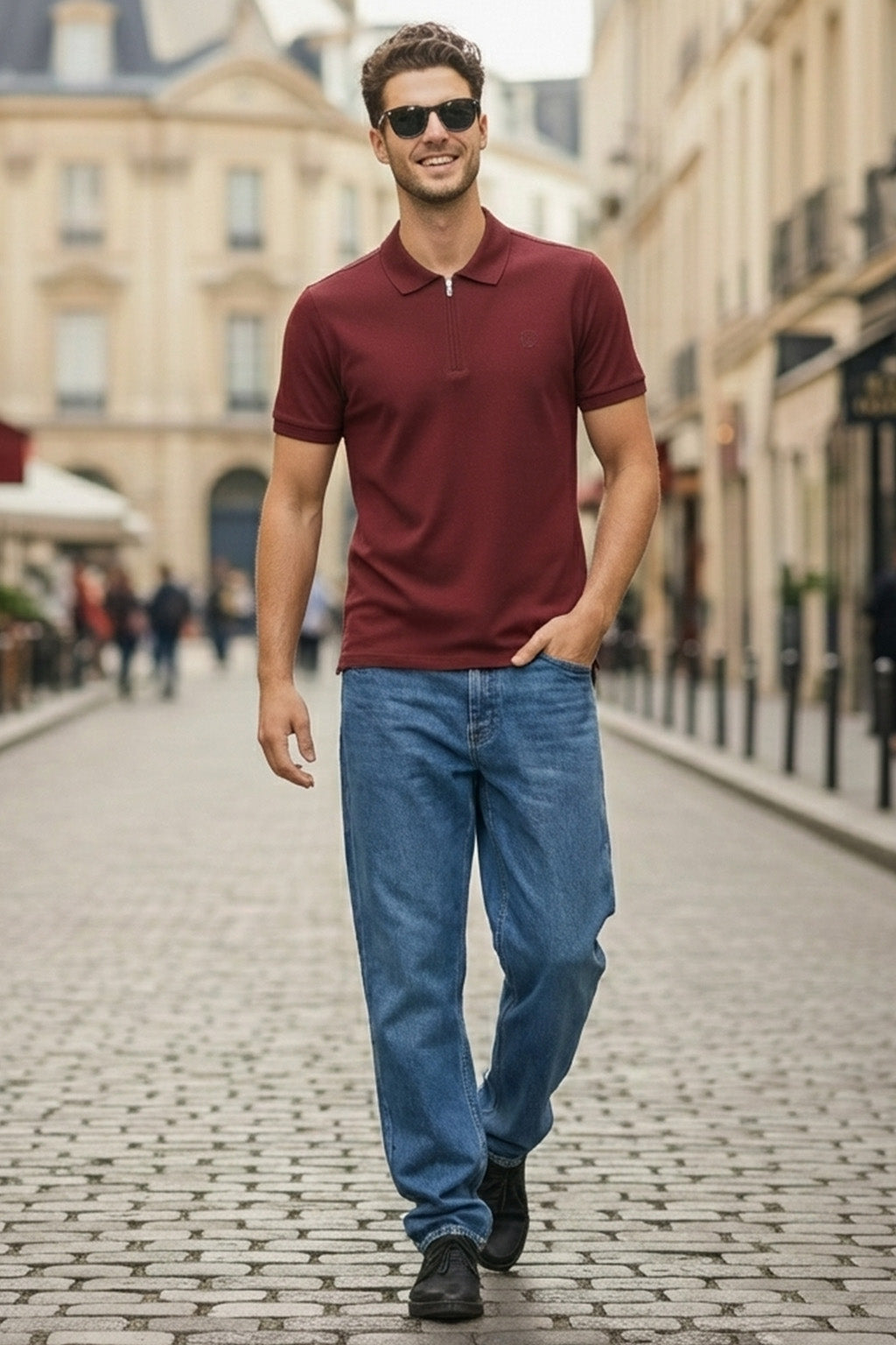 Maroon Interlock Plain Regular Fit Zipper Polo T-shirt – Veirdo