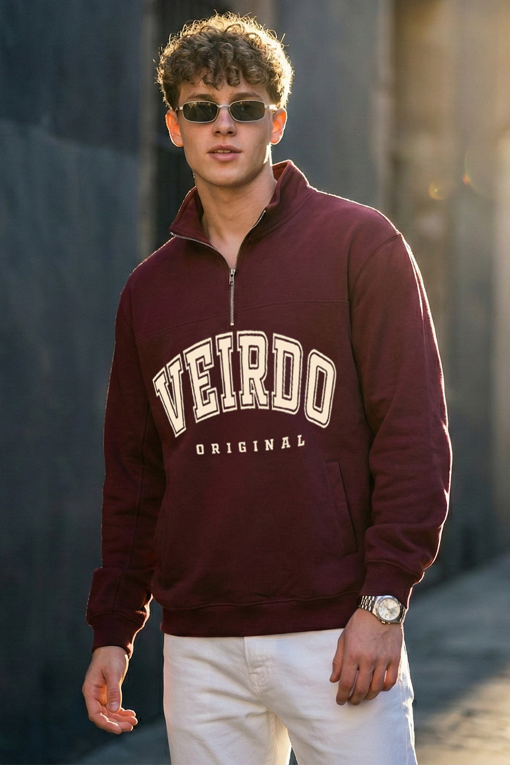 Veirdo Original Maroon Oversized Full Sleeve Printed Exclusive Polo T-