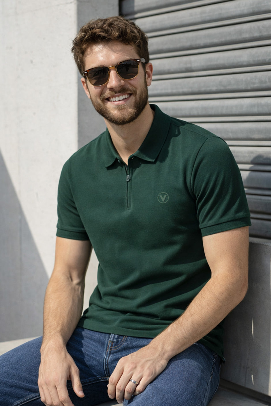 Green Interlock Plain Regular Fit Zipper Polo T-shirt – Veirdo