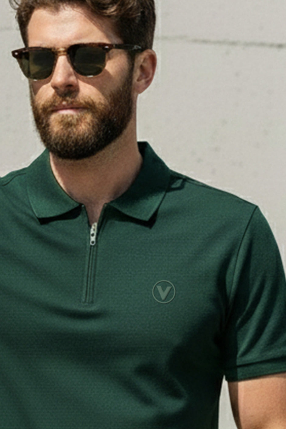 Green Interlock Plain Regular Fit Zipper Polo T-shirt – Veirdo