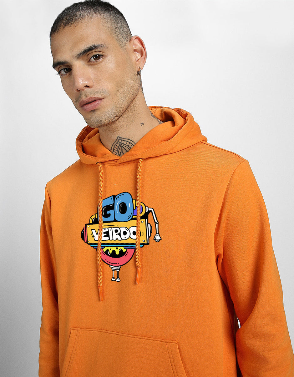 Doodle Orange Back Printed Regular Fit Hoodie – Veirdo