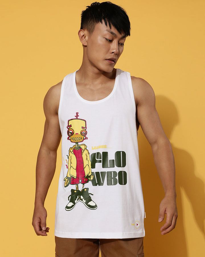 Flowbo White Gym Vest – Veirdo