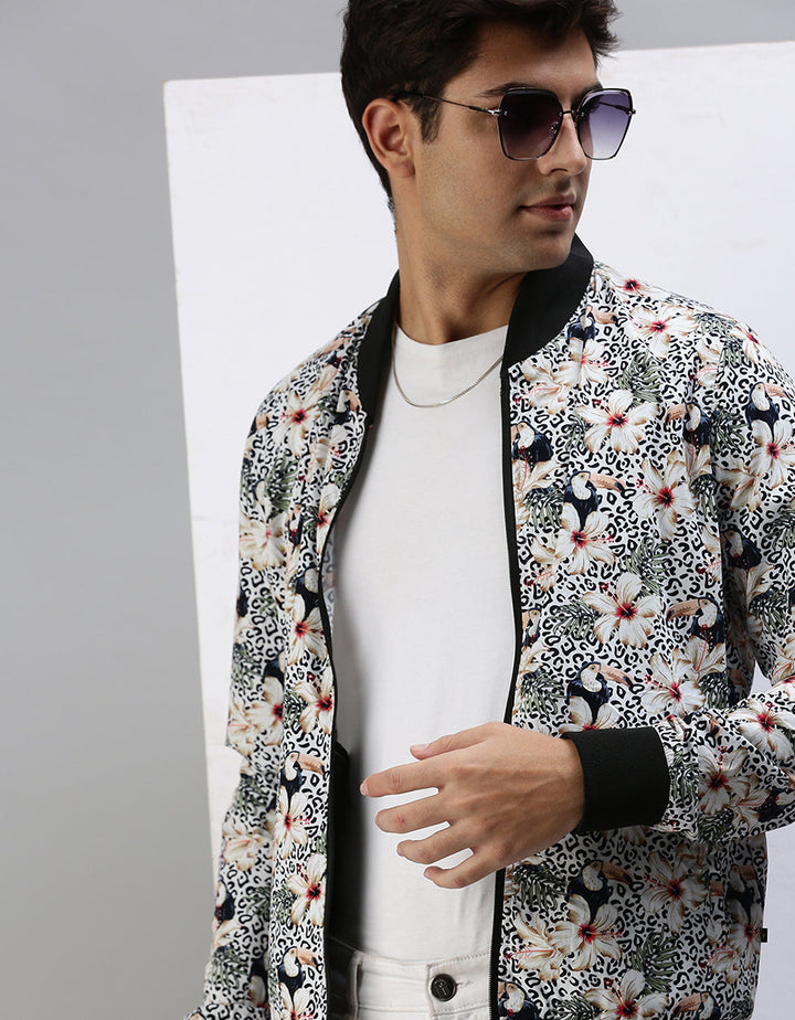 Buy White Shacket Mens | White Floral Printed Shacket for Men | Veirdo